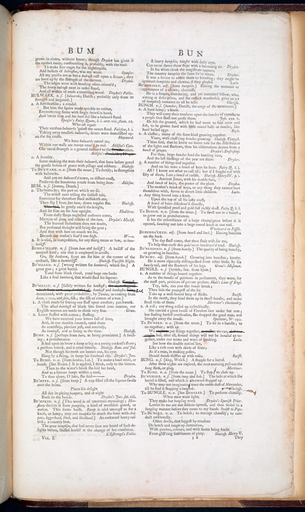 Johnson's dictionary (1755) - Examining the OED